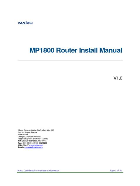 Manual Maipu Router Mp1800 Series Install Manual V10 Pdf Computer