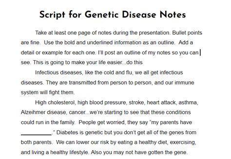 Script For Genetic Disease Nots How She Teaches