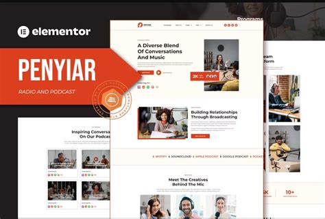 penyiar radio and podcast elementor template kit