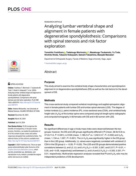 Pdf Analyzing Lumbar Vertebral Shape And Alignment In Female Patients With Degenerative