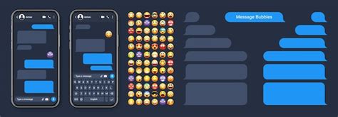 Premium Vector Smartphone Messaging App User Interface With Emoji Sms Text Frame Chat Screen