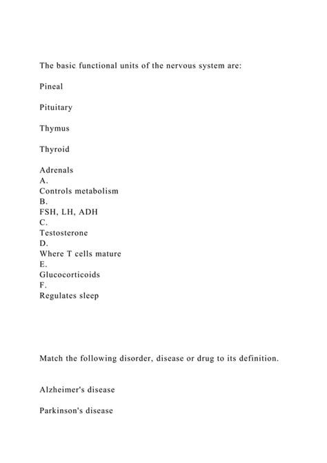 the basic functional units of the nervous system arepineal docx