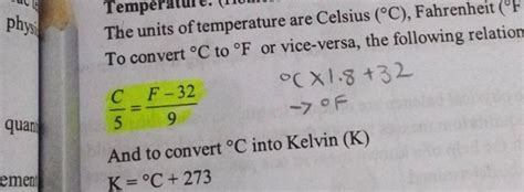 the units of temperature are celsius ∘c fahrenheit to convert ∘c to ∘f