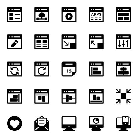 Glyph Icons For Web Design And Development Vector Art At Vecteezy