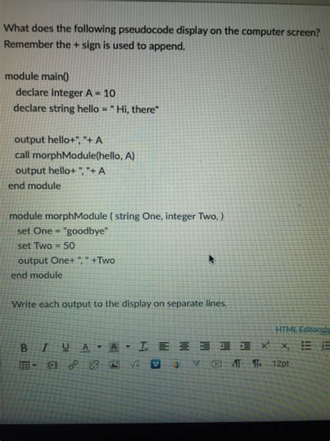 Solved What Does The Following Pseudocode Display On The Chegg