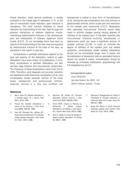 Subtalar Dislocation Pdf