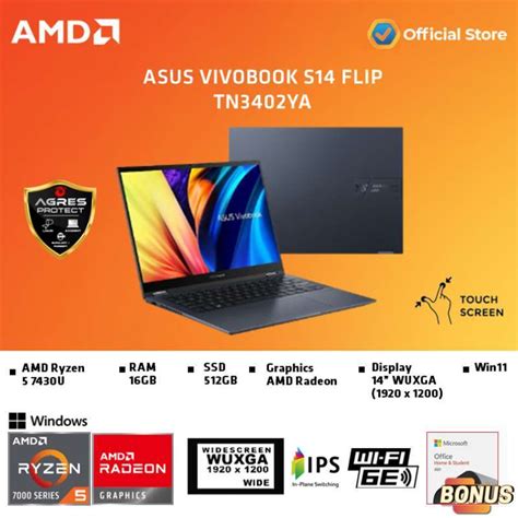 Promo Asus Vivobook S Flip Tn Ya Touch Ryzen U Gb Gb Wuxga In Win Ohs