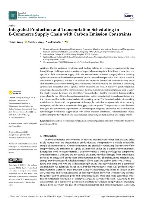 Pdf Integrated Production And Transportation Scheduling In E Commerce Supply Chain With Carbon