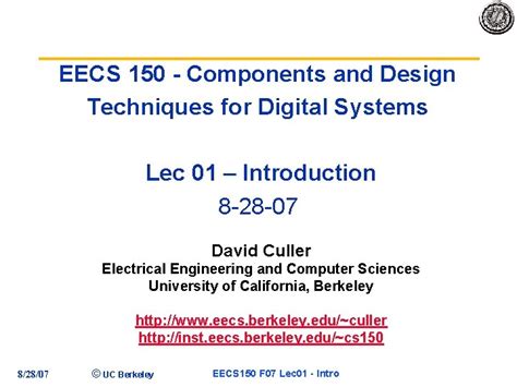 Eecs 150 Components And Design Techniques For Digital