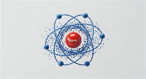 Atomic Structure Red Nucleus Blue Orbitals Minimalist Design Stock Illustration