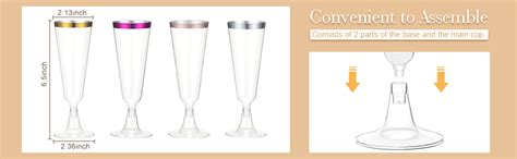 Gerrii 300 Pcs Plastic Champagne Flutes Bulk 45 Oz Clear