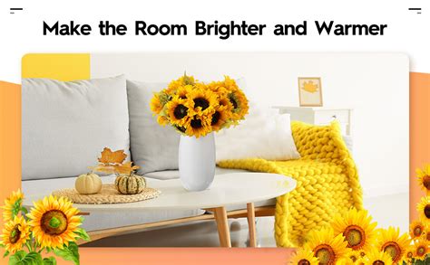 36 Pcs 4 Bunches Artificial Sunflower Bouquets Fake