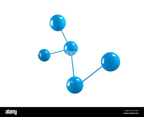 Blue Spheres As Connected Molecules Isolated On White Background Atom