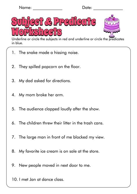 16 Subject And Predicate Worksheets Subject And Predicate Worksheets Subject And Predicate