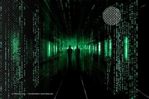 투명한 배경에서 매트릭스 코딩 데이터 프리미엄 Ai 생성 Psd