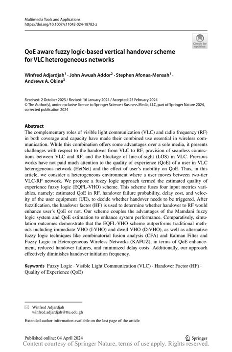 qoe aware fuzzy logic based vertical handover scheme for vlc
