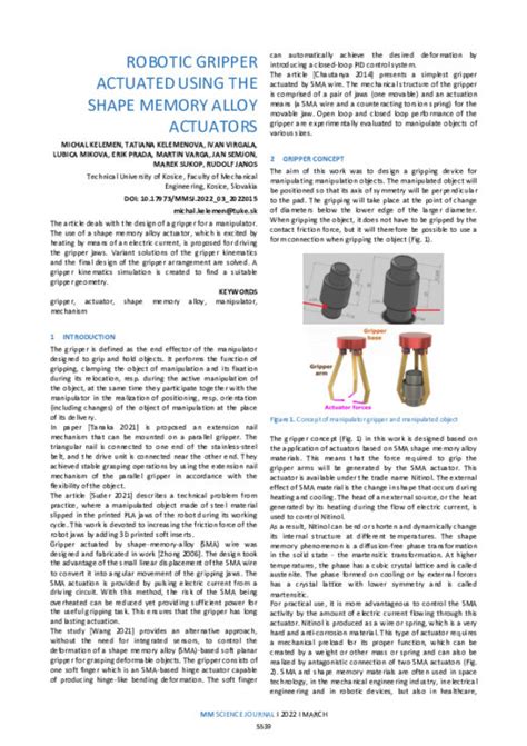 Robotic Gripper Actuated Using The Shape Memory Alloy Actuators Mm
