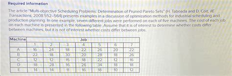 Solved Required Informationthe Article Multi Objective