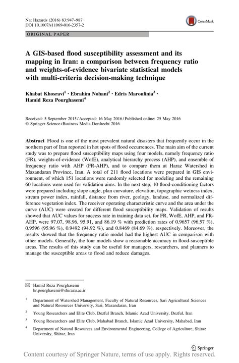 a gis based flood susceptibility assessment and its mapping in iran a
