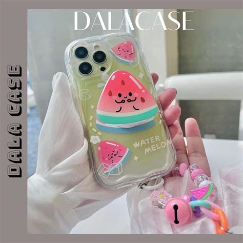 Ốp Lưng Viền Sóng Biển Pop Hình Dưa Hấu Waterm Melon Nền Xanh N0142 1 Ốp Kèm 1 Chuỗi Hạt Dưa