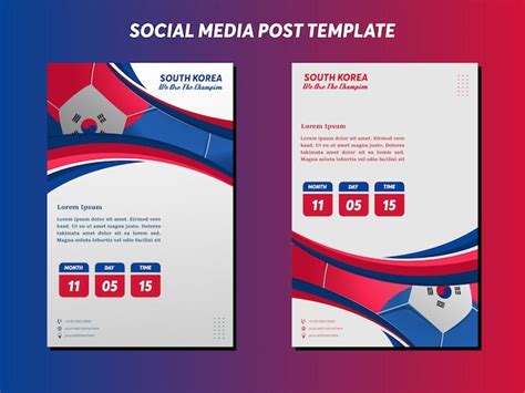 배경 템플릿에 완벽한 공 소셜 미디어 템플릿이 있는 벡터 배경 한국 국기 디자인 프리미엄 벡터