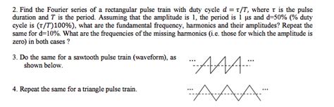 Solved 2 Find The Fourier Series Of A Rectangular Pulse