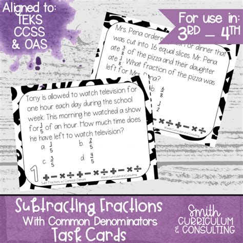 Adding Fractions With Uncommon Denominators Task Cards TEKS E TEKS H Smith