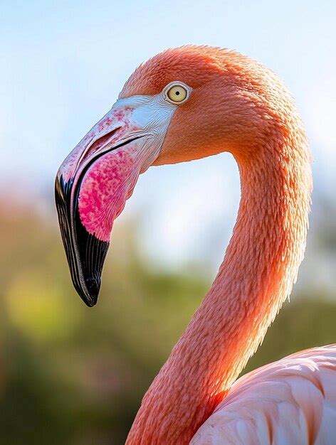 Elegant Pink Flamingo Portrait Against Soft Background Premium Ai