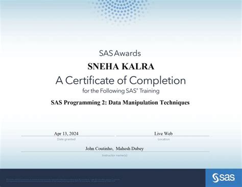 I Am Thrilled To Announce The Completion Of Sas Programming 2 Data Manipulation Techniques 🚀