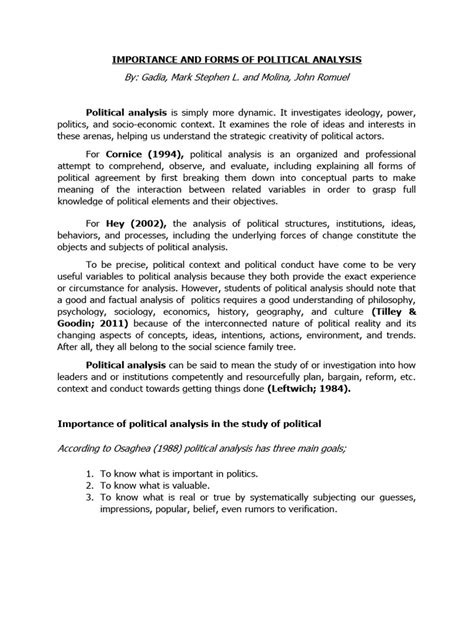 Importance And Forms Of Political Analysis Pdf Reason Analysis