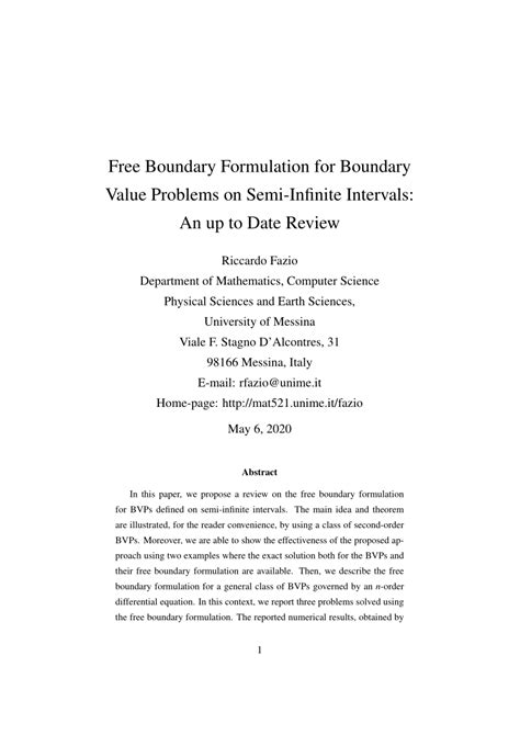 Pdf Free Boundary Formulation For Boundary Value Problems On Semi