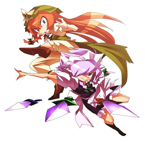 Shimizu Pem Hong Meiling Izayoi Sakuya Original Touhou Non Web Source 2girls Apron Beret