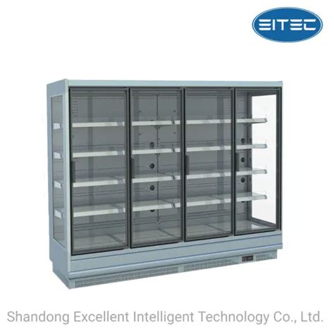 Supermarket Meat Beverage Glass Door Chiller Freezer Showcase Batch