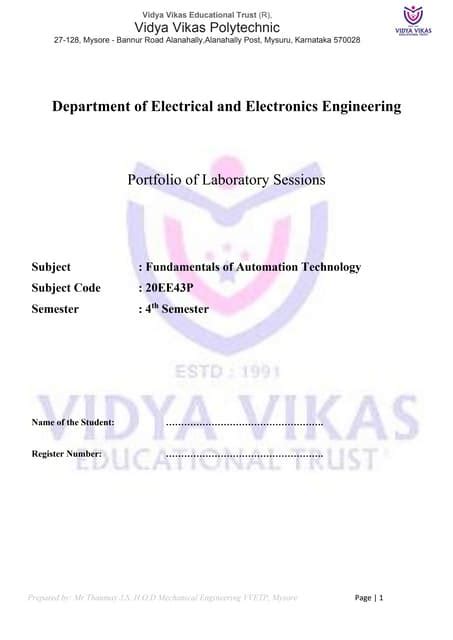 fundamentals of automation technology 20ee43p portfolio pdf