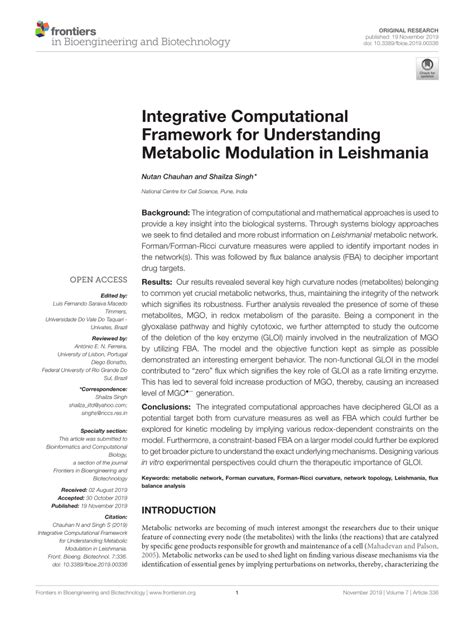 Pdf Integrative Computational Framework For Understanding Metabolic