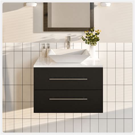 Totti Wave 24 Espresso Modern Bathroom Vanity W Super White Man Made
