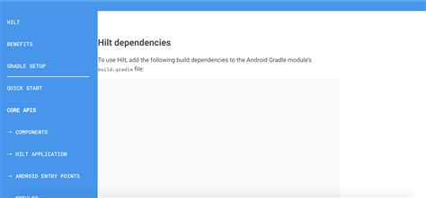 Hilt Documentation Shows Whitespace Instead Of Example Code Section Issue Google