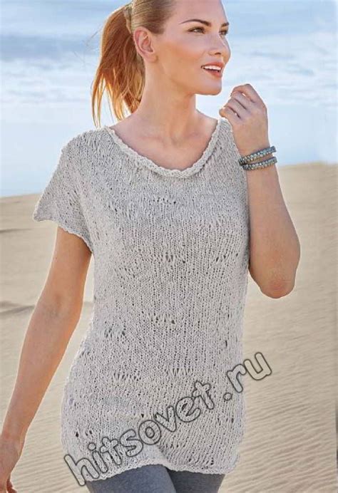 Топ из хлопка спицами фото Модели Вязаные топы Женский топ
