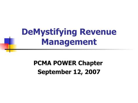 de mystifying revenue management ppt
