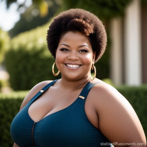 Jovial Plus Sized African American Woman Stable Diffusion Online