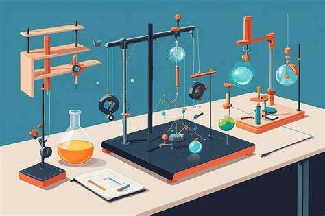 premium photo illustrate a physics lab setup with pendulums magnets