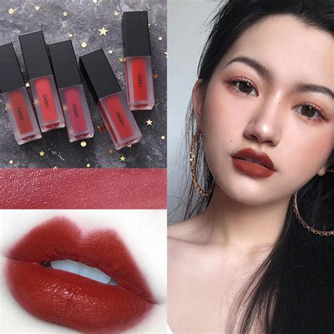 젤라의 립글레이즈 화이트 매트 매트 벨벳 립 컬러 붉은 갈색 컬러 하이 드레이팅 립스틱은 퇴색하기 쉽지 않습니다립글로스 Aliexpress
