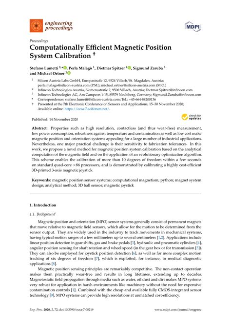 Pdf Computationally Efficient Magnetic Position System Calibration