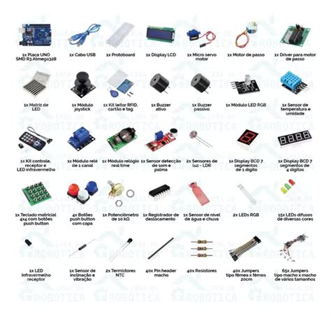 Mega Kit Robótica Para Arduino Uno Com Tutorial E Maleta R 500 Em