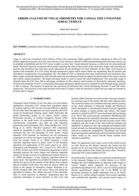Pdf Error Analysis Of Visual Odometry For A Small Size Unmanned Aerial Vehicle