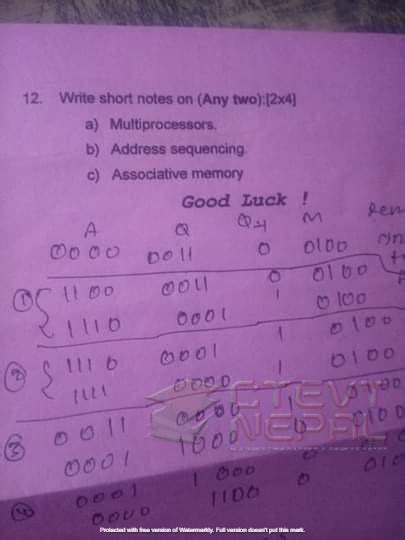 Computer Architecture 4th Semester Questions Papers Ctevt Diploma In Computer Engineeringit