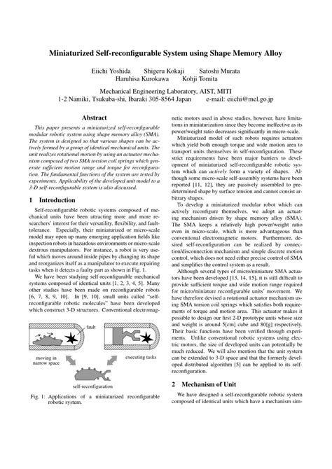 Pdf Miniaturized Self Reconfigurable System Using Shape Memory Alloy