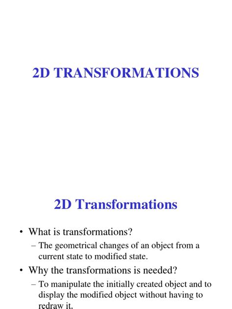 2d transformations pdf 2 d computer graphics theoretical physics