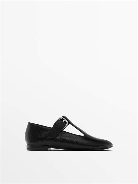 Flate Sko Med Spennestropp · Sort · Flat Shoes Massimo Dutti