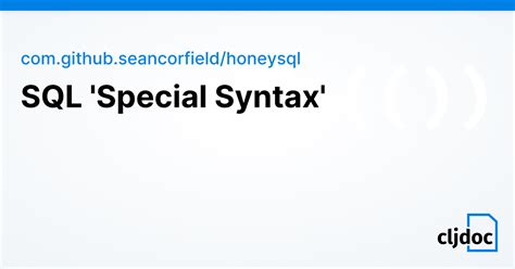 Sql Special Syntax —ancorfieldhoneysql 261270 Sql Special Syntax —ancorfieldhoneysql 261270